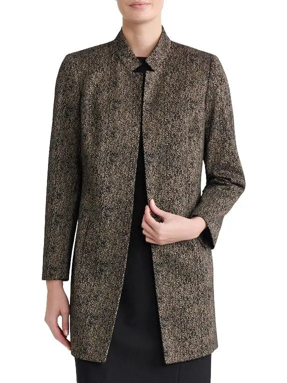KASPER Stand Collar Topper - Black/camel