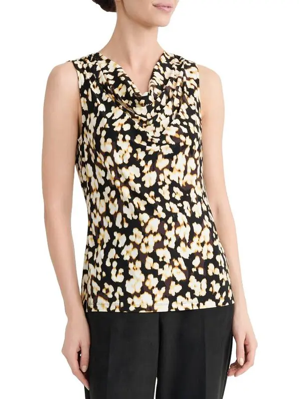 KASPER Drape Front Sleeveless Top - Rich Chocolate Multi