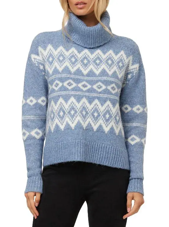 Fifteen Twenty Esther Jacquard Turtleneck Sweater - Chambray