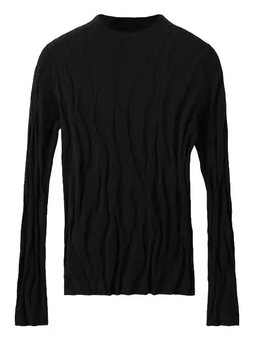 Mango Fitted Mock Neck Sweater - Black
