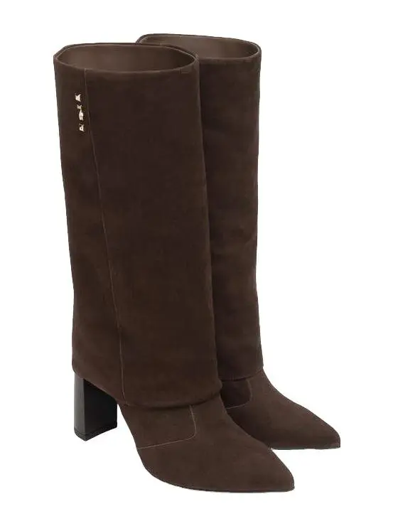 NEROGIARDINI Pointed Toe Cuff Leather Boot - Chocolate