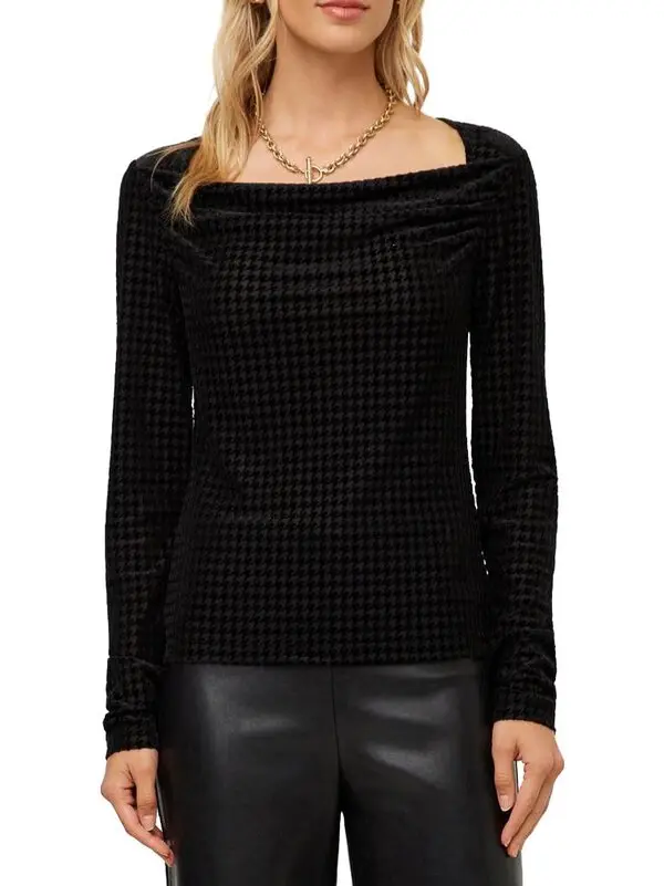 Fifteen Twenty Payton Velvet Burnout Drape Top - Black