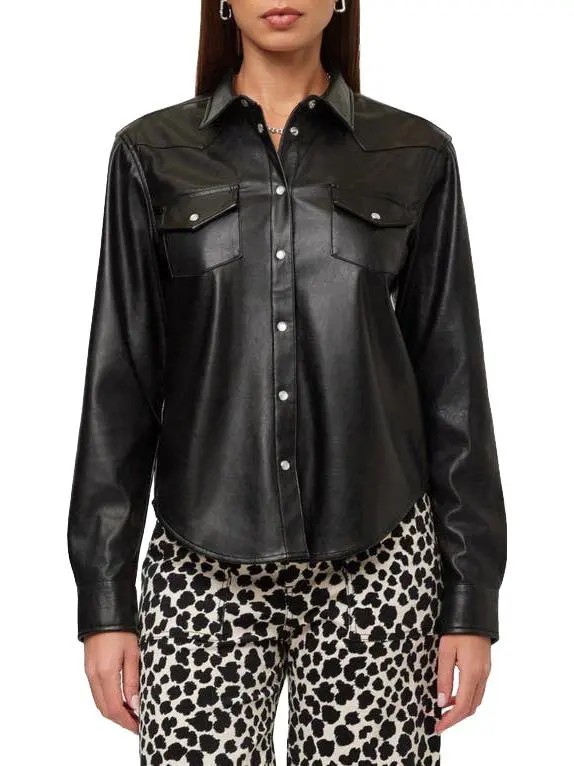 Fifteen Twenty Anna Faux Leather Shirt - Black