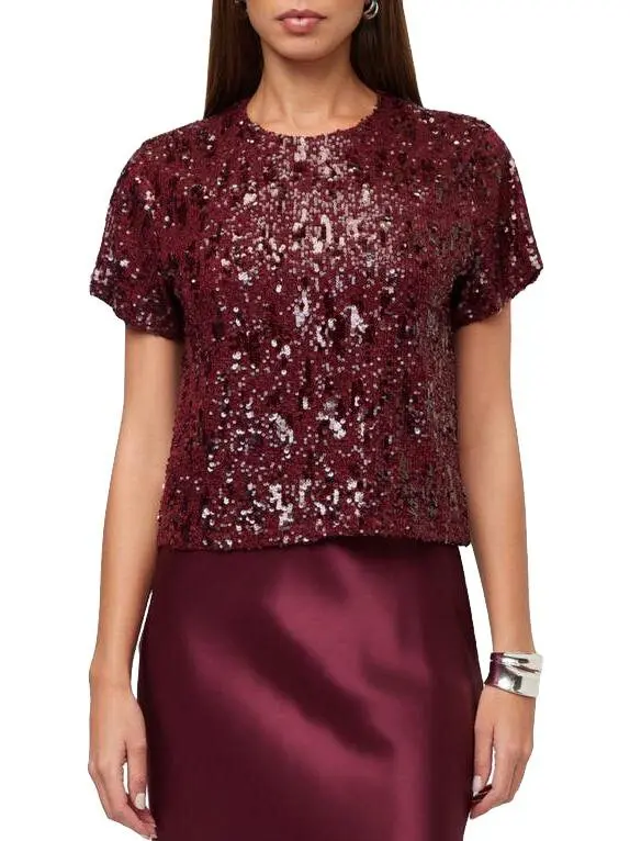 Fifteen Twenty Stacey Sequin Top - Merlot