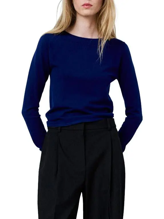Mango Fitted Boat Neck Sweater - Vibrant Blue