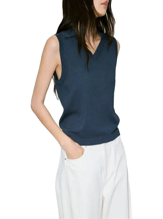 Mango Polo Sweater Vest - Blue