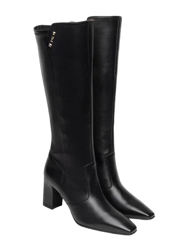 NEROGIARDINI Pointed Toe Stretch Knee High Boot - Black