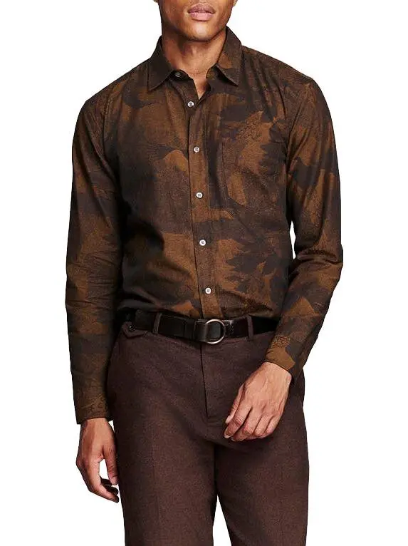 Billy Reid Cypress Archive Peacock Cotton Jacquard Button-up Shirt - Brown Multi