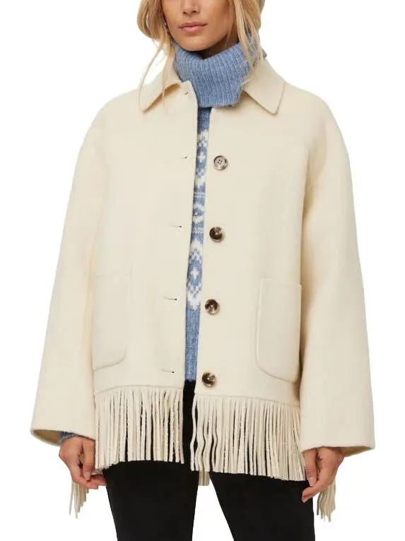 Fifteen Twenty Yara Fringe Wool Blend Jacket - Cream