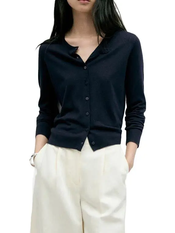 Mango Crewneck Cardigan - Navy