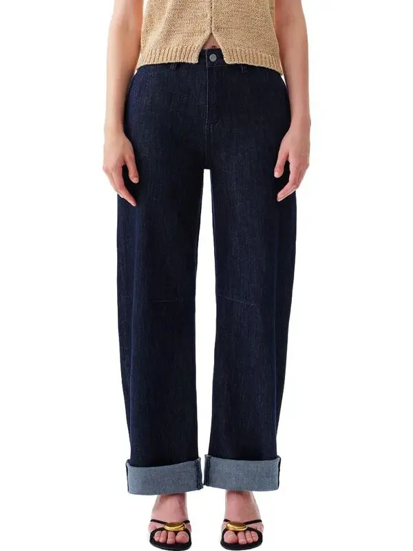 BAYEAS High Waist Cuffed Barrel Jeans - Milemark