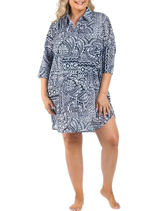 MAXINE OF HOLLYWOOD Island Bohemia Cover-up Tunic - Indigo