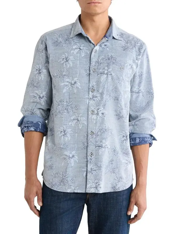 Tommy Bahama Coastline Cord Print Cotton Button-up Shirt - Dockside Blue