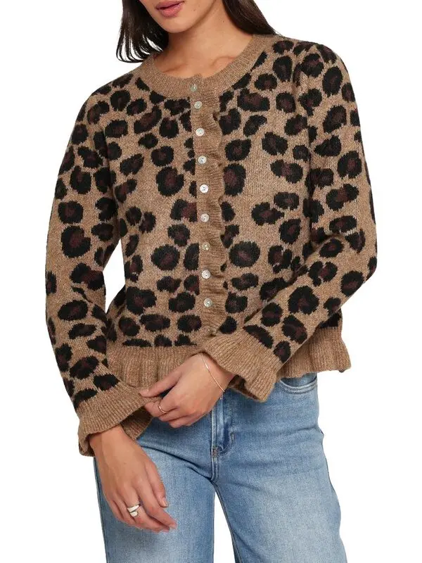 PETAL & PUP Asha Leopard Print Cardigan - Brown Leopard