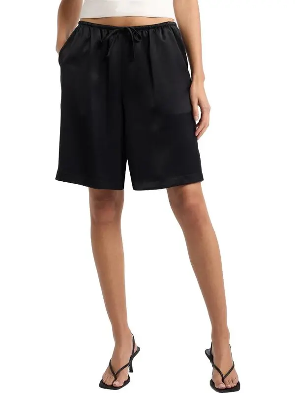 REFORMATION Sandy Satin Shorts - Black