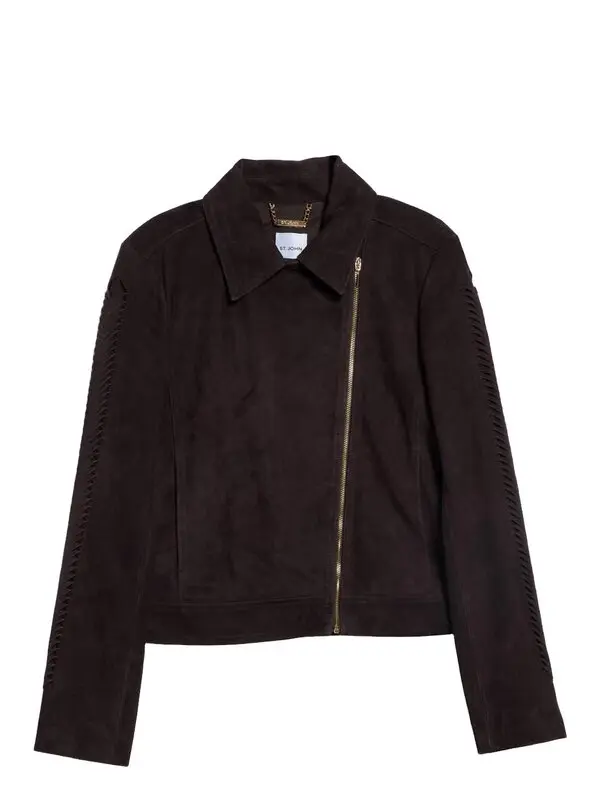 St. John Americana Suede Jacket - Chocolate