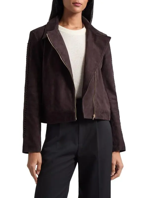 St. John Americana Suede Jacket - Chocolate