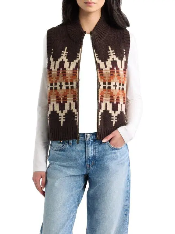 Pendleton Shetland Collection Graphic Wool Vest - Chocolate Multi