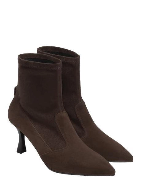 NEROGIARDINI Pointed Toe Stretch Bootie - Chocolate
