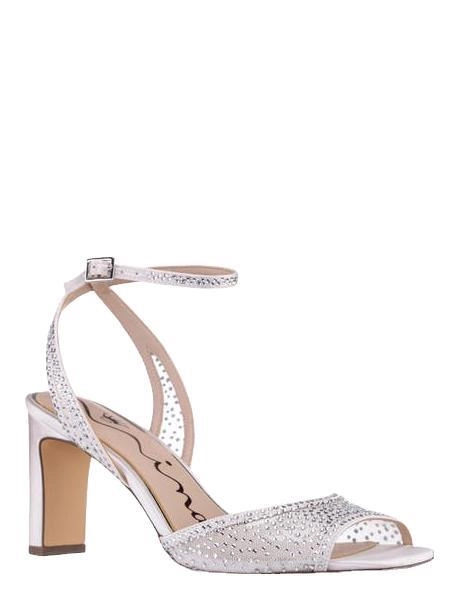 Nina Agnus Crystal Mesh Sandal - Ivory