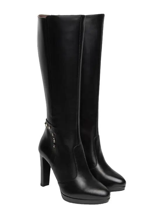 NEROGIARDINI Studded Platform Tall Boot - Black