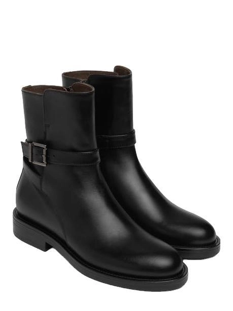 NEROGIARDINI Buckle Leather Bootie - Black
