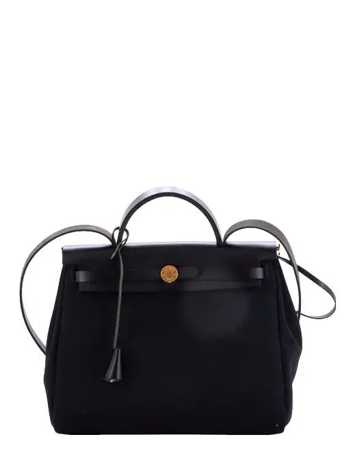 Hermès Herbag Zip Leather And Toile 31 - Black
