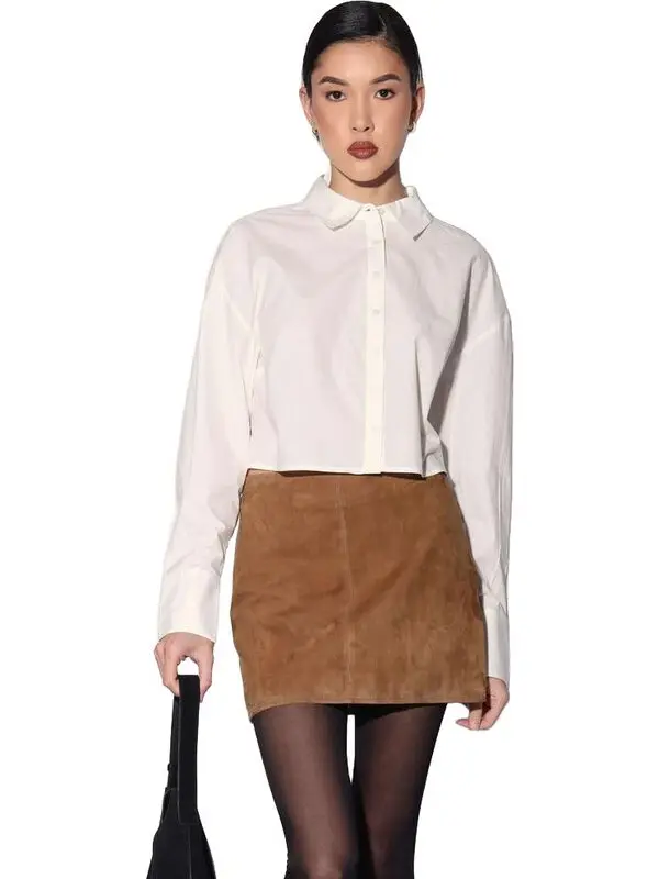 Walter Baker Sidney Suede Leather Skirt - Brown
