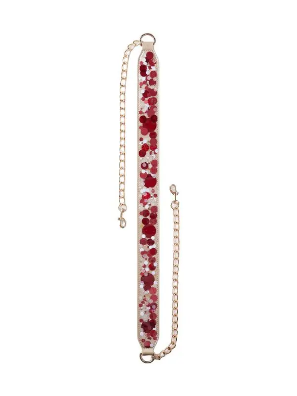 PACKED PARTY Rally Confetti Adjustable Belt Bag Strap48-inch Gold Chain With Confetti Vegan Leather For Cooper And Stadium Clear Bags - Red