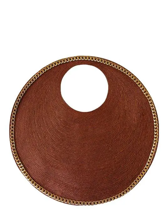 BRUNNA.CO The Solo Espresso Jute Bag With Gold Chain - Brown
