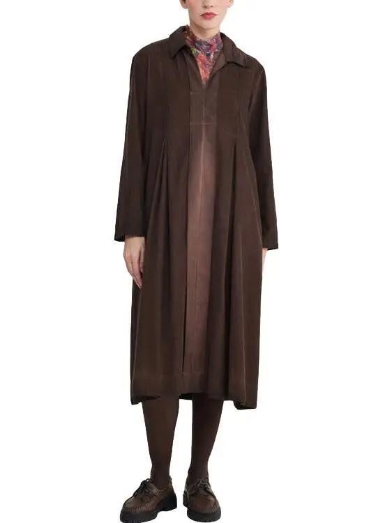 LUUKAA Thea Velvet Shirt Dress - Brown