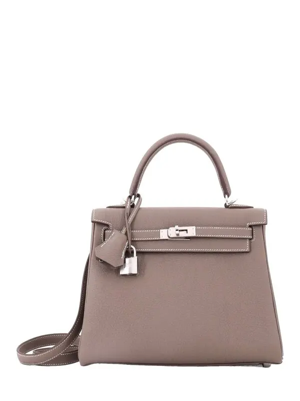 Hermès Kelly Handbag Togo With Palladium Hardware 25 - Grey