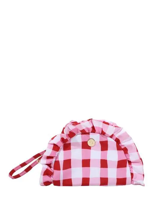 PACKED PARTY Red And White Gingham Ruffled Clutch - Multicolor