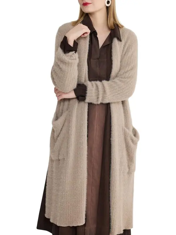 LUUKAA Lou Shaggy Knit Cardigan - Beige