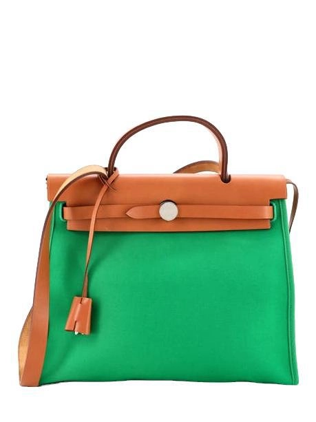 Hermès Herbag Zip Leather And Toile 31 - Green