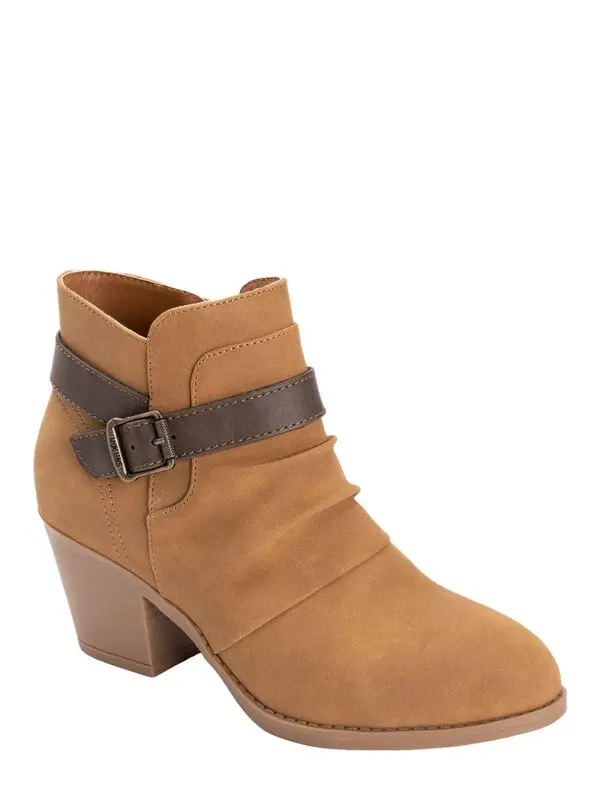 MUK LUKS Yvette Short Ankle Boots - Dark Tan
