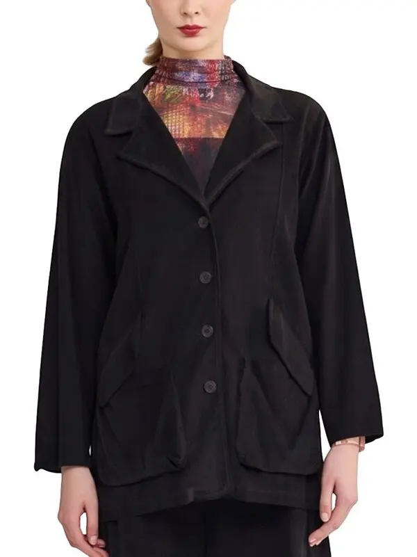 LUUKAA Pauline Buttoned Velvet Jacket - Black