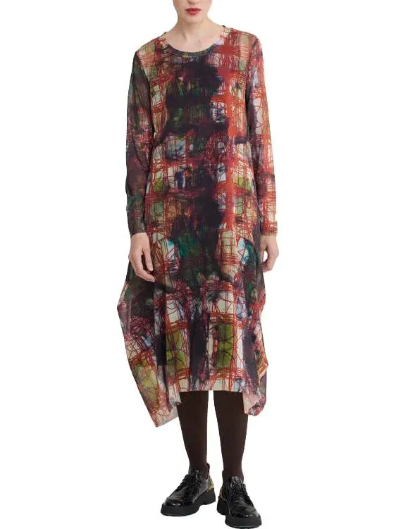 LUUKAA Aurore Printed Mesh Dress - Multi-brown