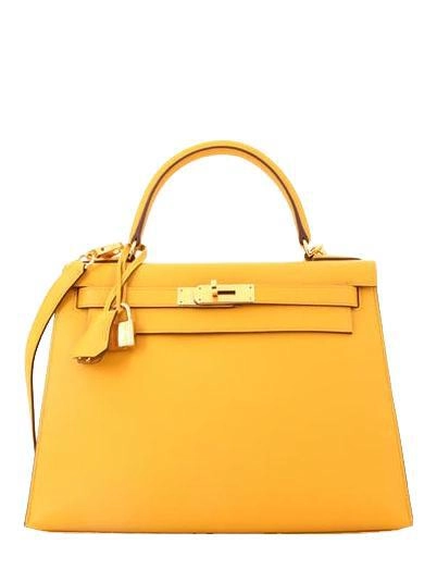 Hermès Kelly Handbag Epsom With Gold Hardware 28 - Yellow