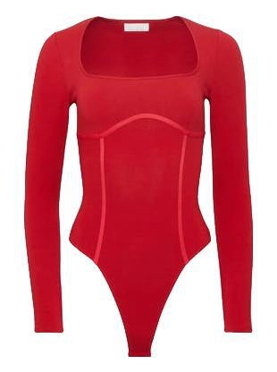 FLEUR DU MAL Scoop Neck Long Sleeve Bodysuit - Rouge