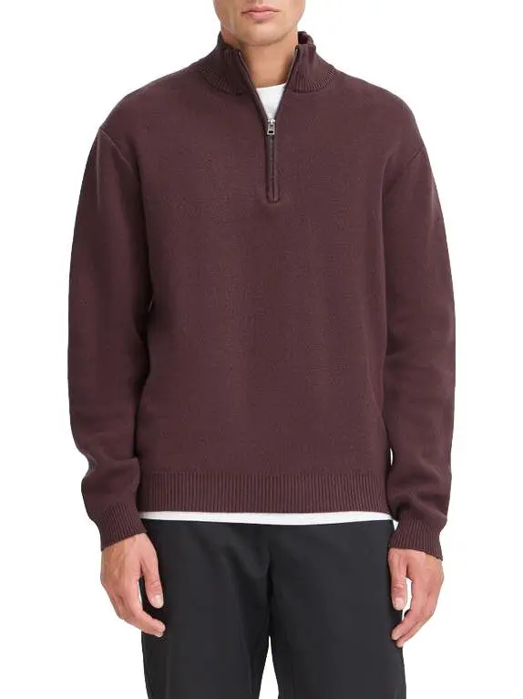 !SOLID Dryker Quarter Zip Cotton Sweater - Fudge