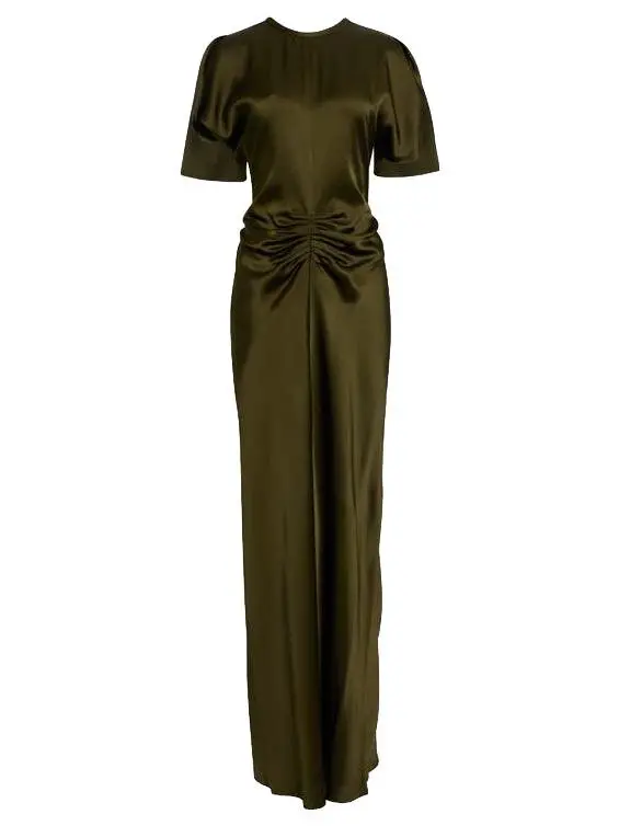 Victoria Beckham Isabella Short Sleeve Column Gown - Marsh Green