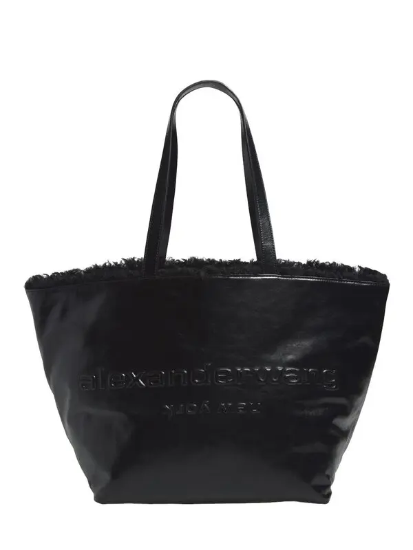 Alexander Wang Punch Genuine Shearling Lined Leather Tote - Black