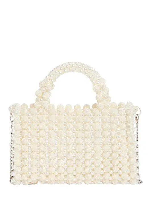 OLGA BERG Sally Imitation Pearl Top Handle Bag - Ivory