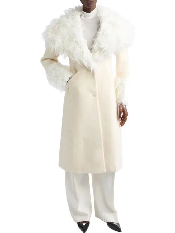 KIM SHUI Yun Faux Fur Trim Coat - Ivory