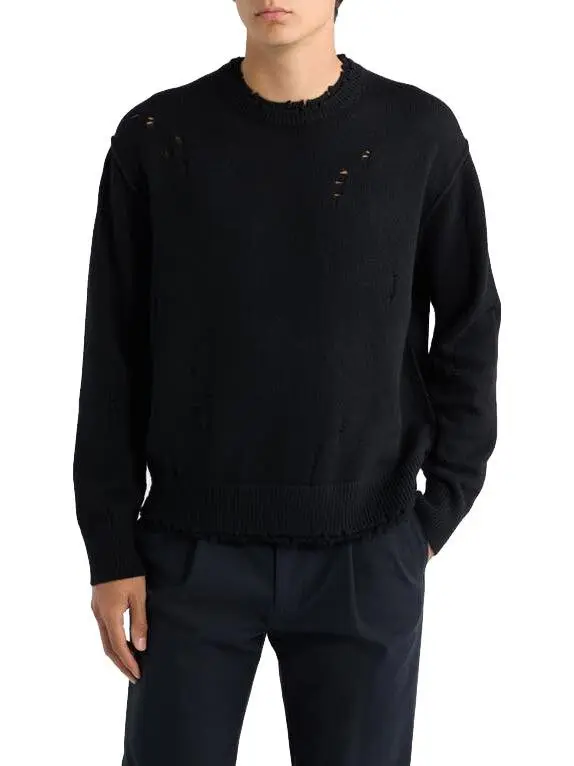 ALLSAINTS Wolf Crewneck Distressed Sweater - Black