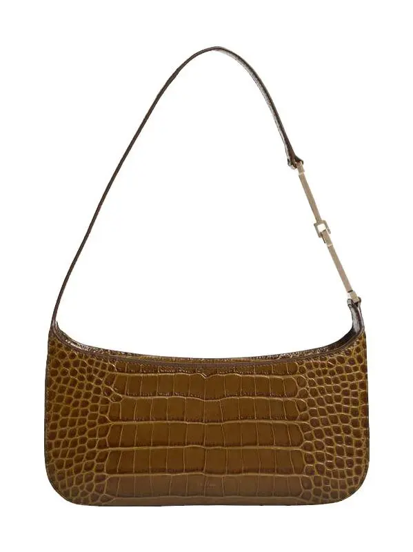 TOM FORD Small Arc Croc Embossed Leather Shoulder Bag - Cinnamon