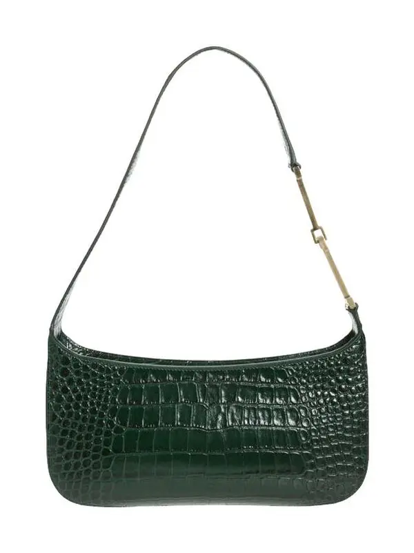 TOM FORD Small Arc Croc Embossed Leather Shoulder Bag - Dark Pine