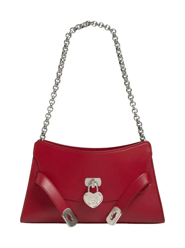 Alexander McQueen Mini Locke Leather Shoulder Bag - Powder