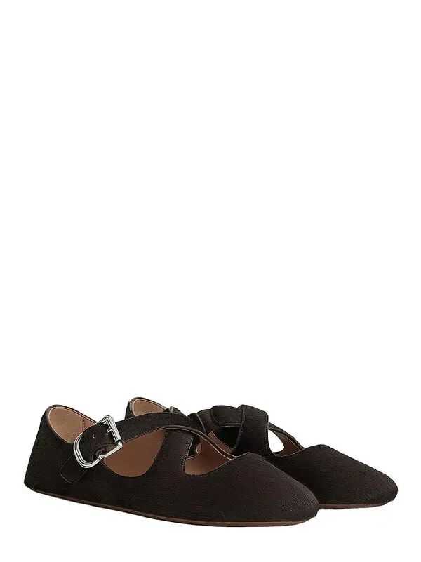 Alaïa Criss Cross Ballet Flat In Blue - Chocolate